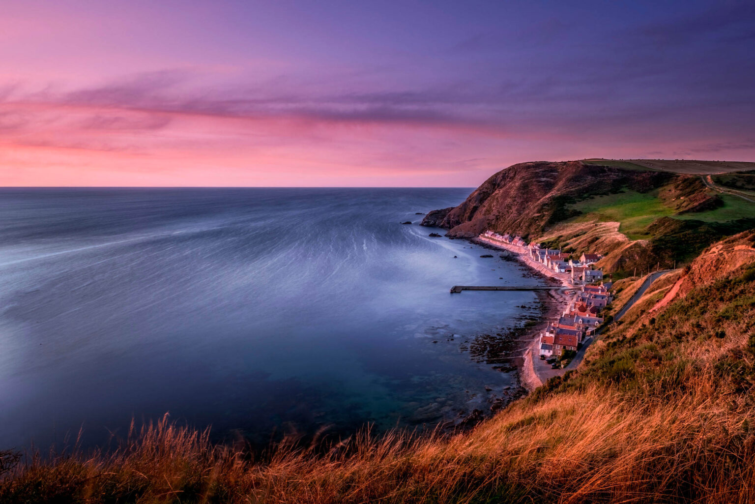 Photo of Crovie at sunset, Scotland. Buy fine art prints.